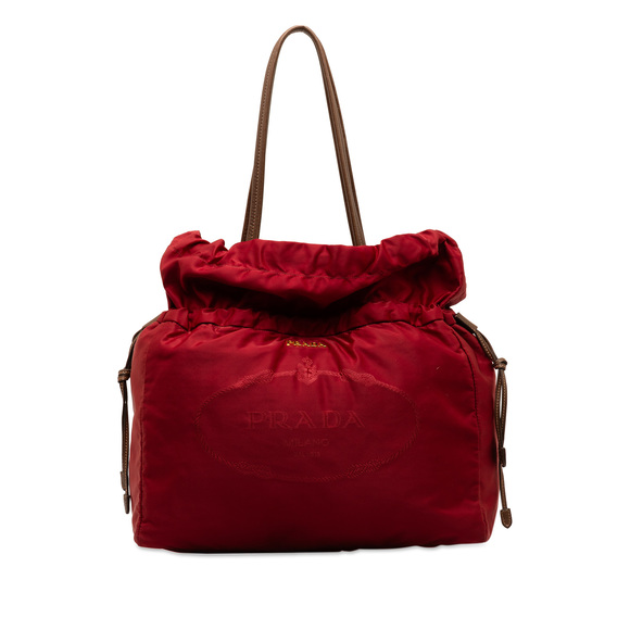 Prada | Bags | Prada Logo Tessuto Drawstring Tote Bag | Poshmark